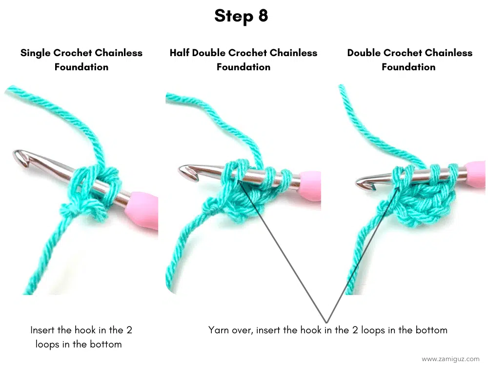 Crochet Chainless Foundation Easy Tutorial - Zamiguz
