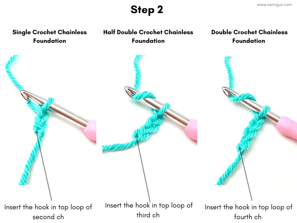 Crochet Chainless Foundation Easy Tutorial - Zamiguz