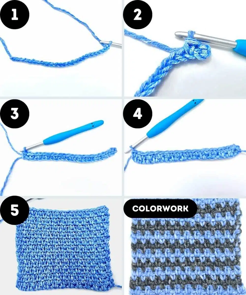 How to crochet moss stitch - 6 easy variations + diagrams