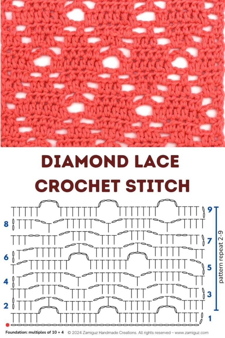 Diamond Lace Crochet Stitch Free Pattern - Zamiguz