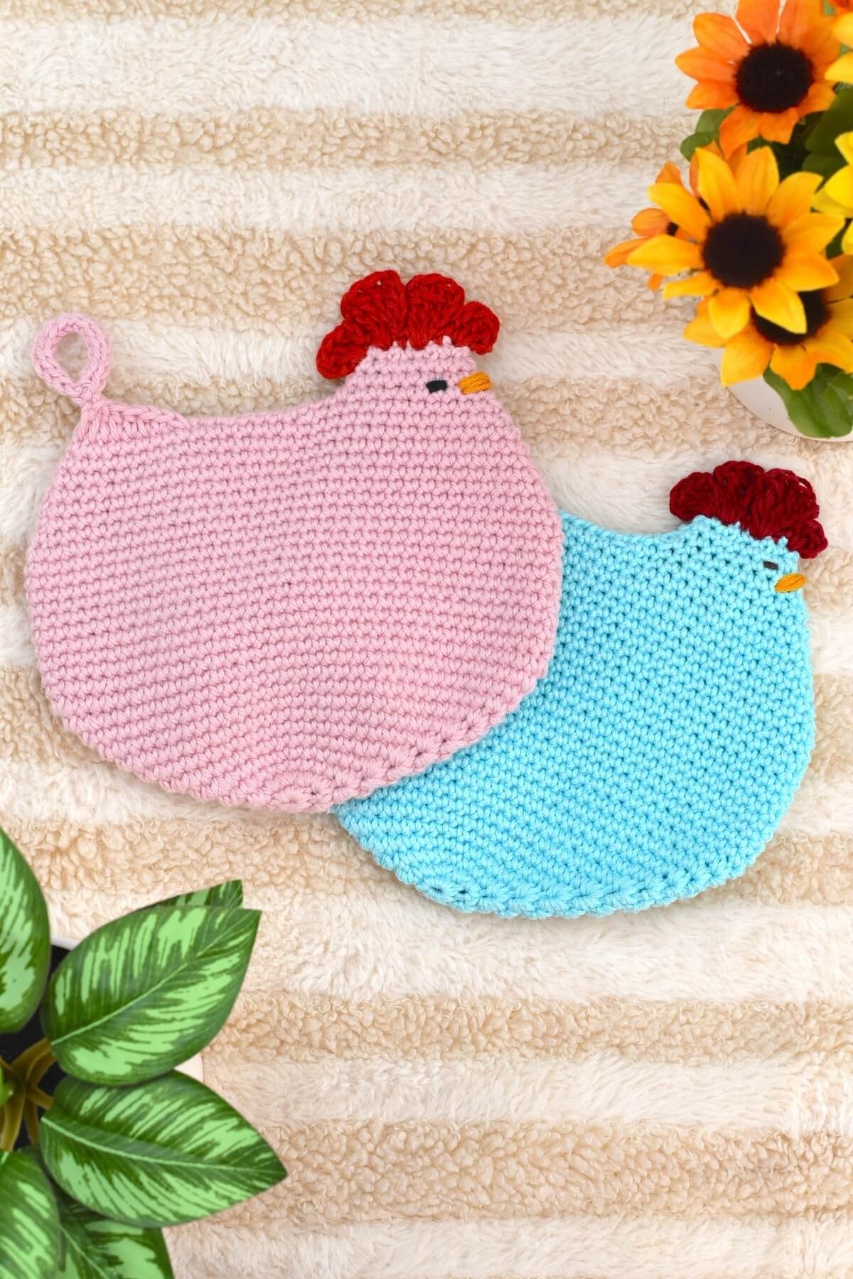 Crochet Chicken Potholder Easy Pattern - Zamiguz Handmade