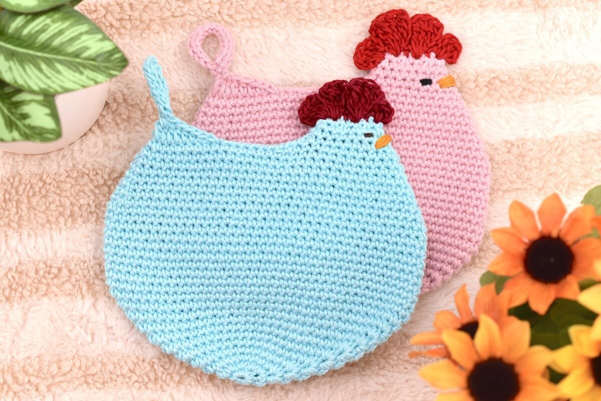 Crochet Chicken Potholder Easy Pattern - Zamiguz Handmade