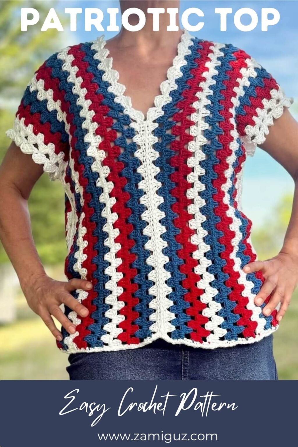 Easy Patriotic Crochet Top Pattern Step-by-Step - Zamiguz