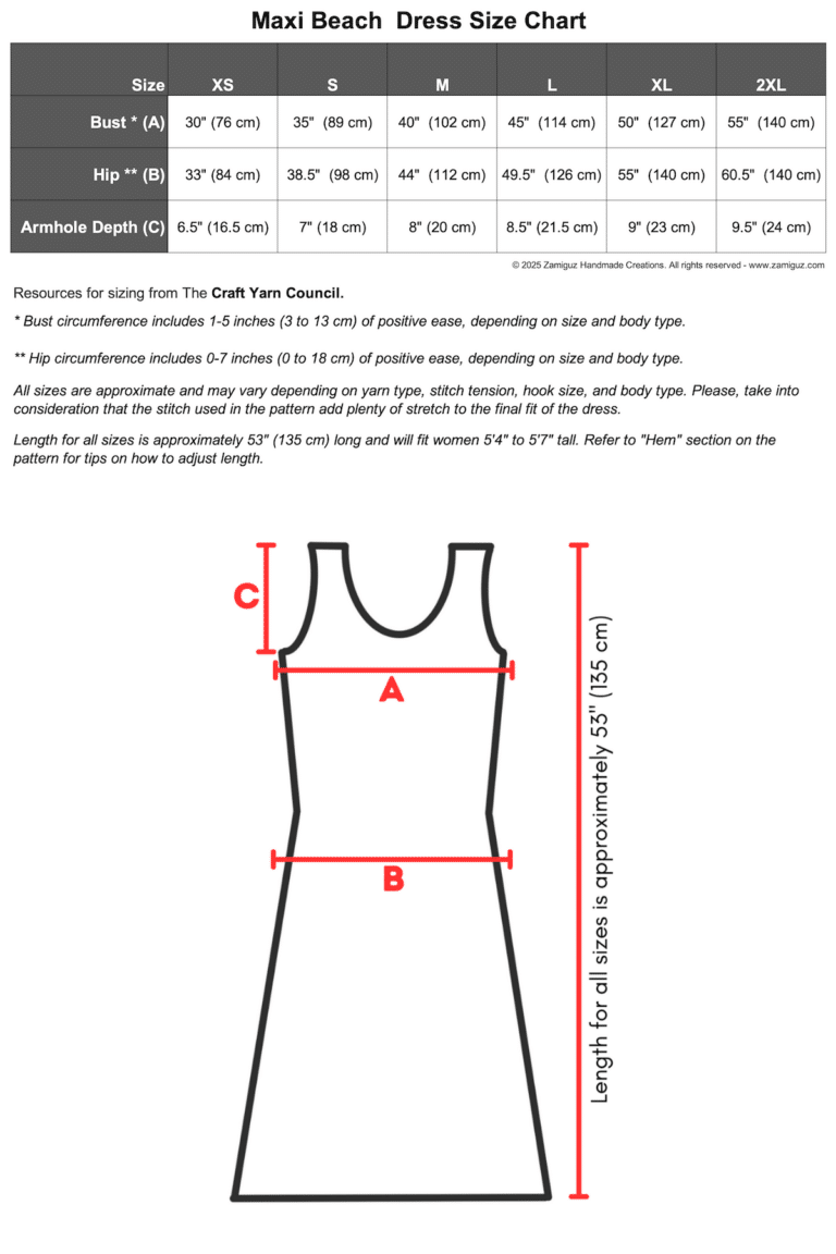 Stunning Crochet Maxi Dress Pattern | 6 Sizes - Zamiguz