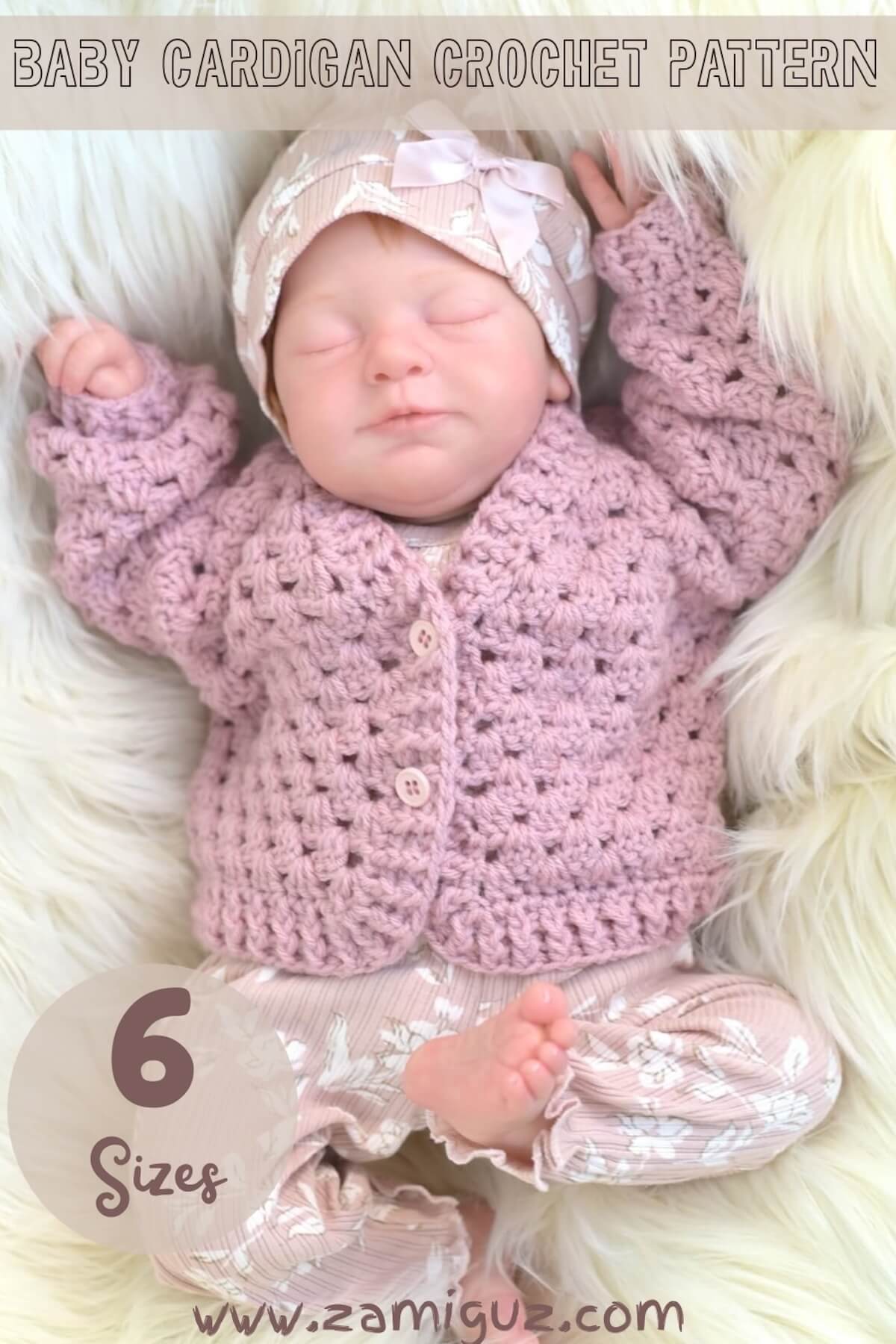 Easy Granny Stitch Baby Cardigan Pattern | 6 Sizes - Zamiguz